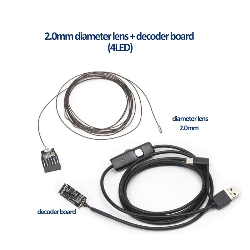 USB эндоскоп 2.0 мм с декодером, цвет: Camera decoder board