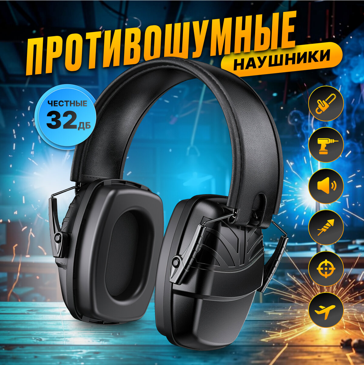 Наушники противошумные защитные для работ