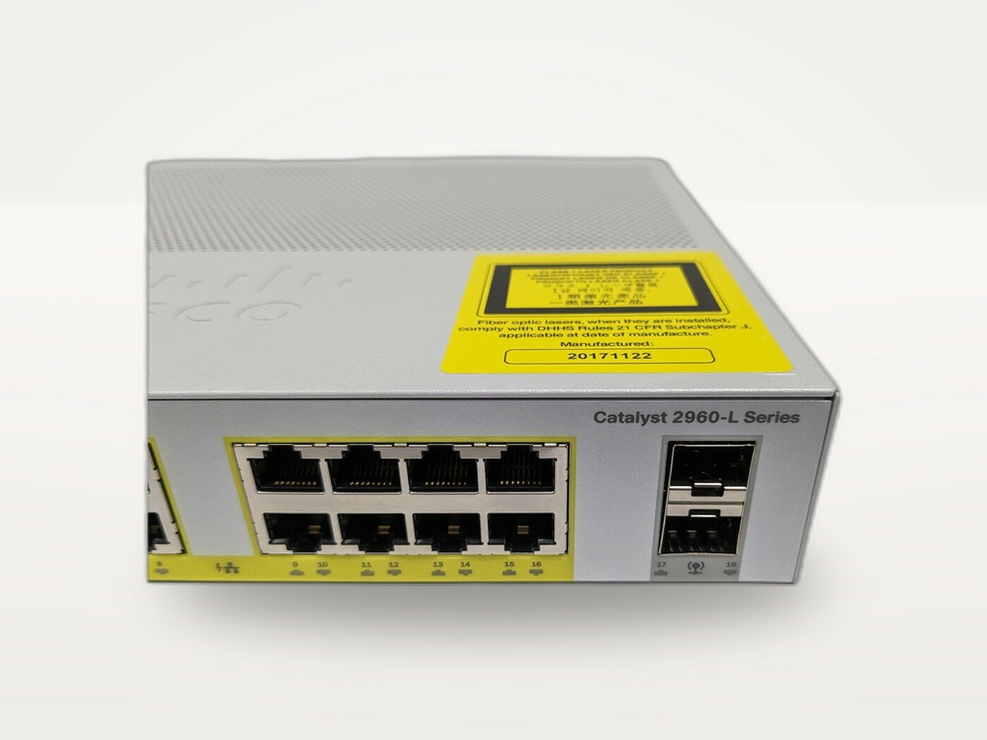 Коммутатор CISCO WS-C2960L-16PS-LL Catalyst 2960L 16 port GigE with PoE+ 120W, 2 x 1G SFP, LAN Lite, Fanless