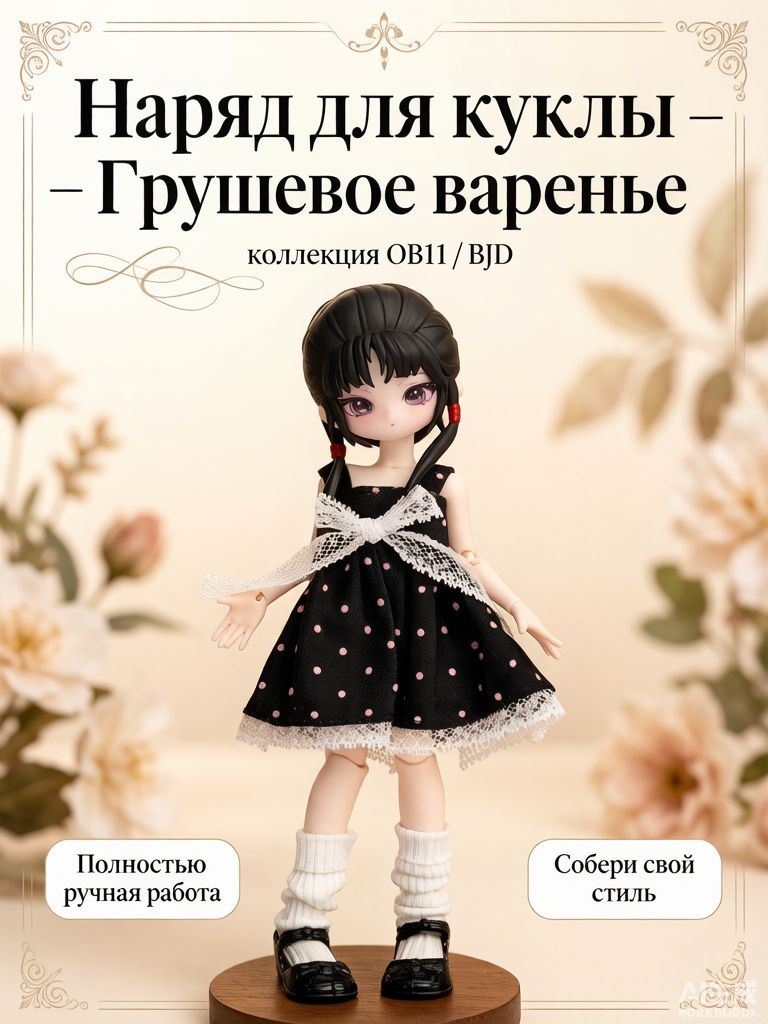 Набор одежды для кукол OB11 / BJD , рост 17 см, милый наряд горничной