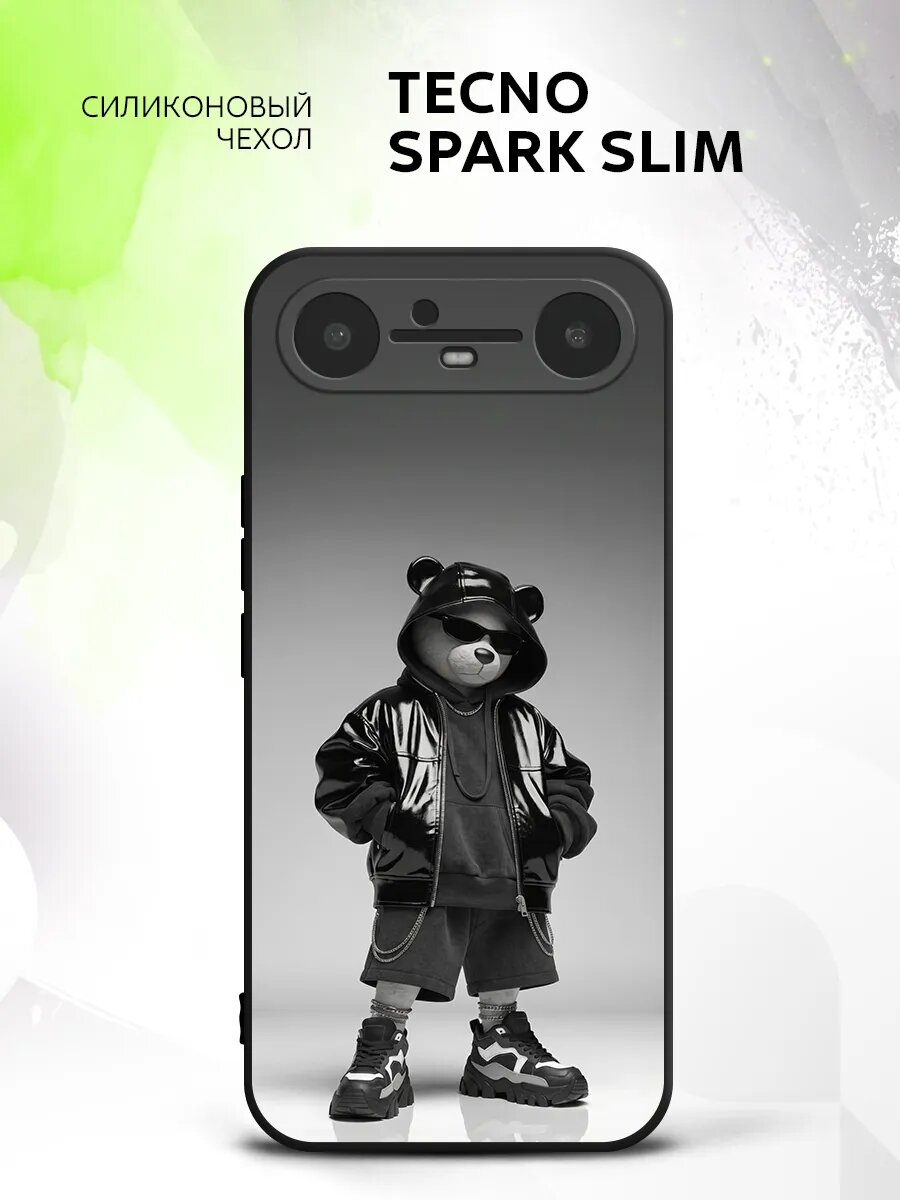 Чехол на Tecno SPARK Slim, Техно Спарк Слим бампер, противоударный, с картинкой крутой мишка