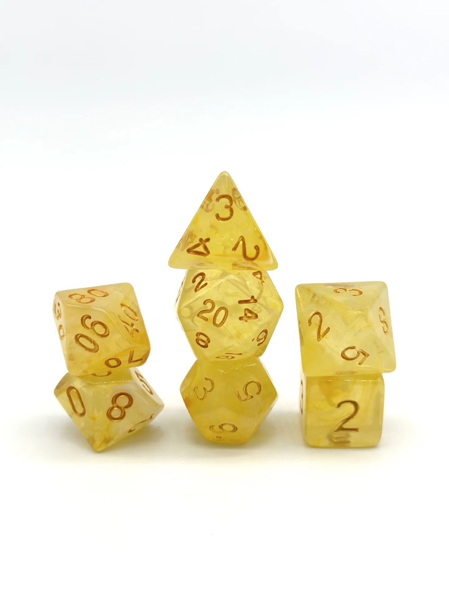 Набор кубиков D4 D6 D8 D10 D12 D20 yellow