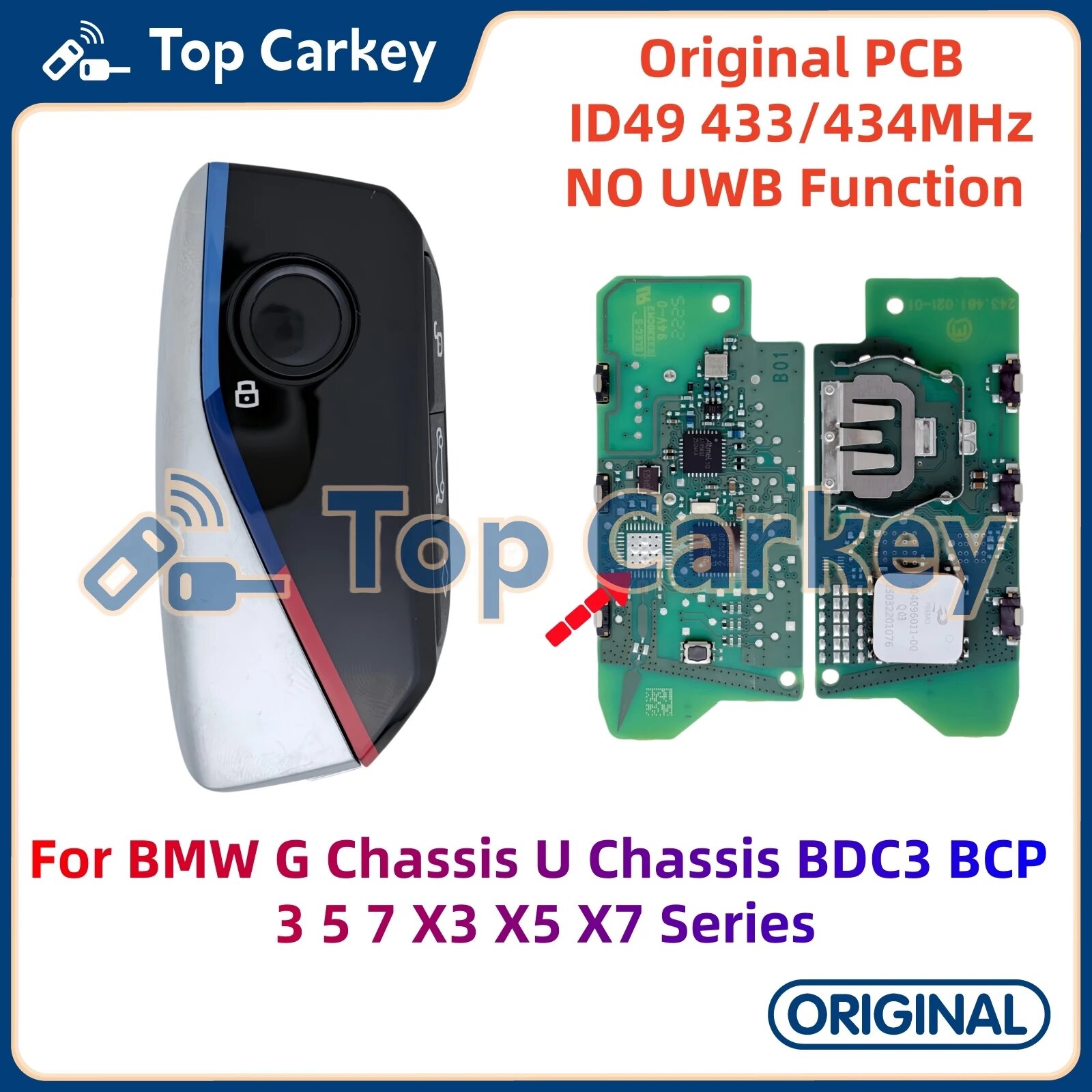 TopCarkey OEM PCB ID49 433-434 МГц CG без функции UWB для BMW G Шасси U Шасси PCB with GlossSilver