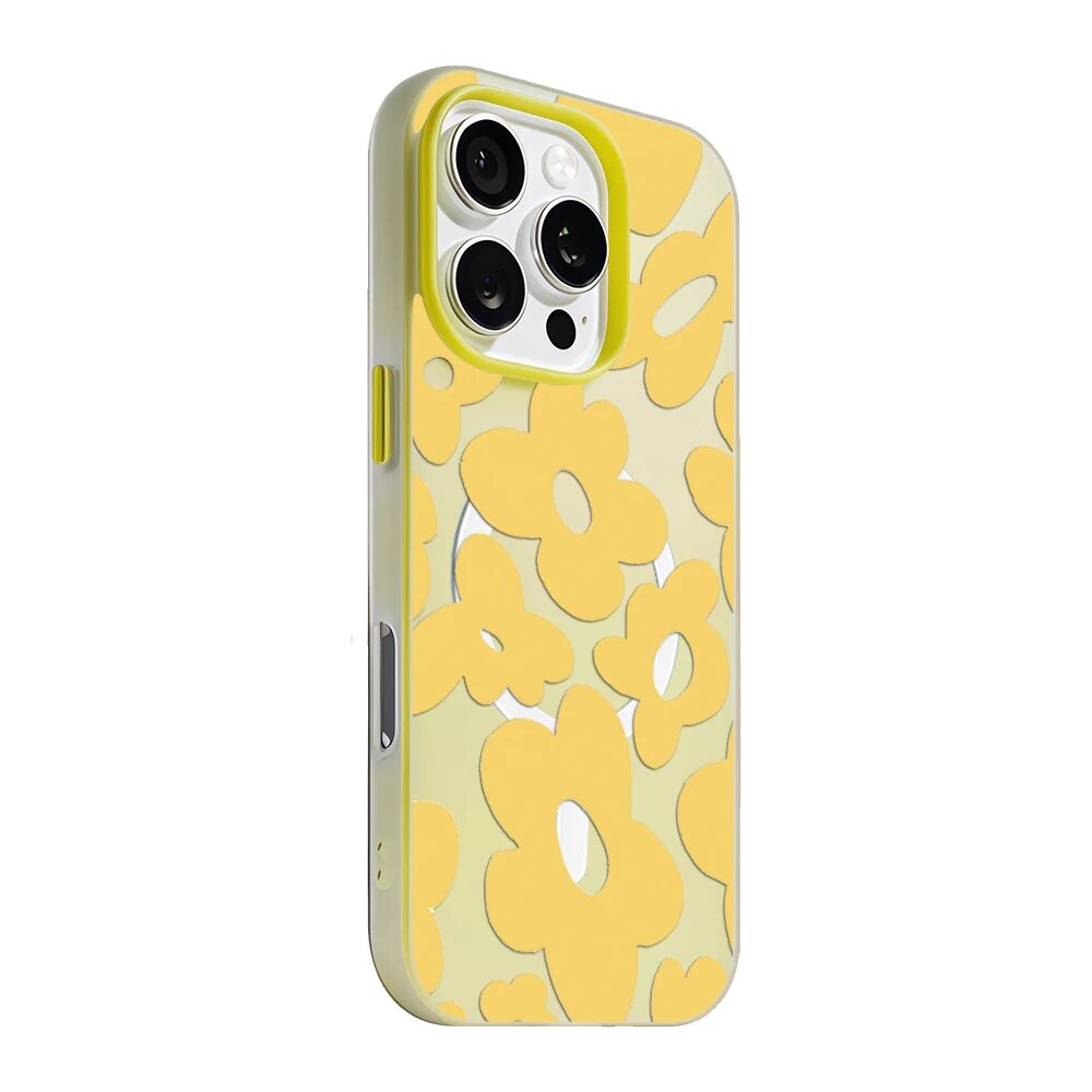 Роскошный чехол Magsafe 2 в 1 цвета желтых цветов для iPhone 16 15 14 Желтый, Yellow, IPHONE17PROMAX