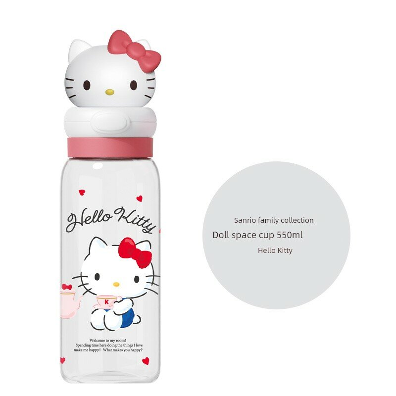 Портативная кружка MINISO Sanrio с куклой, стильная летняя бутылка для воды для девочек. 【Издание Hello