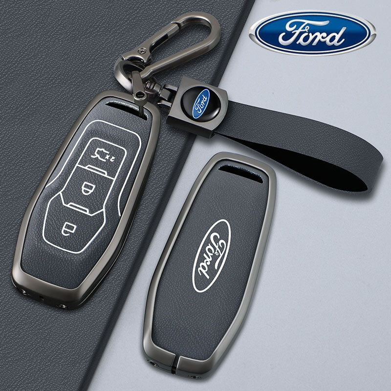 Автомобильный чехол для ключа Ford в цвете Ледяной синий с шнуром для моделей Mondeo Mustang Edge Explorer Taurus