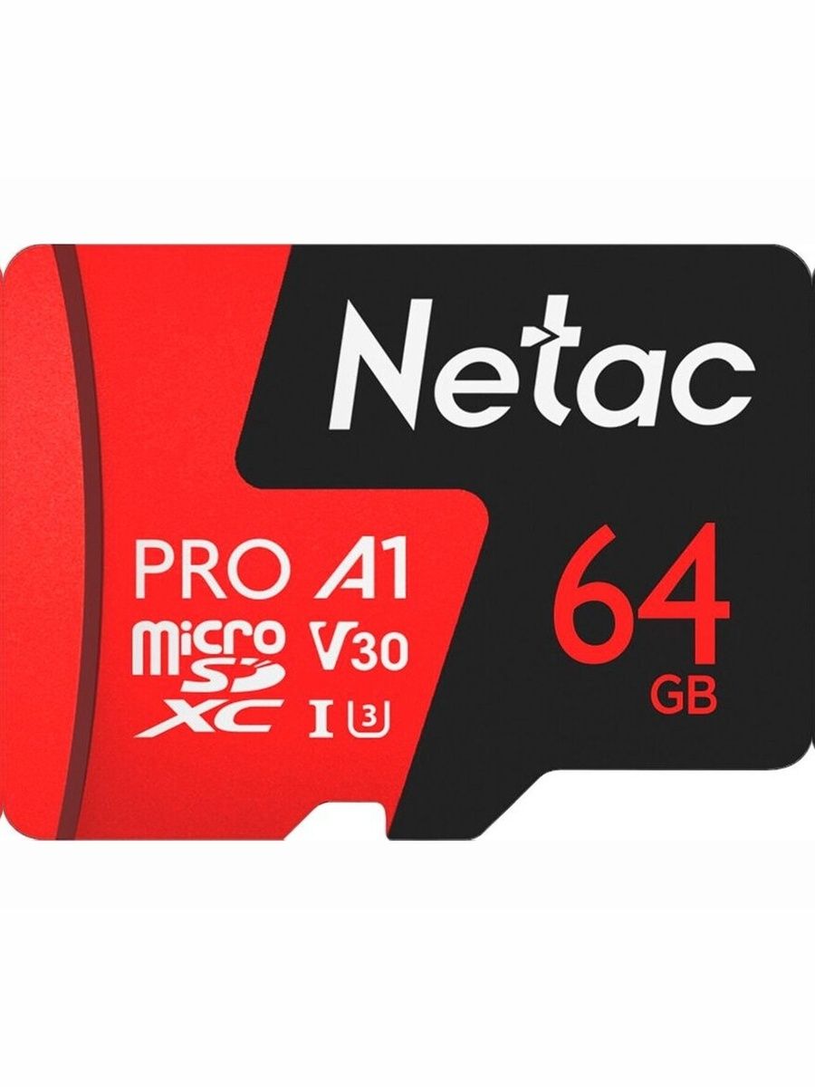 Netac 64 ГБ Карта памяти microSDHC Extreme PRO (NT02P500PRO-064G-S), Class 10, запись - 85 Мбайт/сек, чтение - 100 Мбайт/сек, Черный, без адаптера