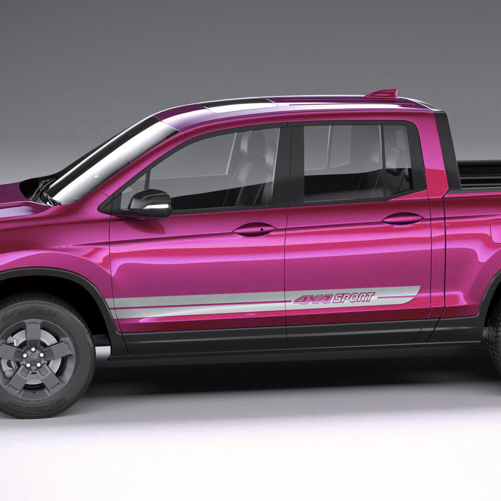 Две спортивные виниловые наклейки‑полосы на боковые пороги для пикапа Honda Ridgeline, стикеры для внешнего тюнинга