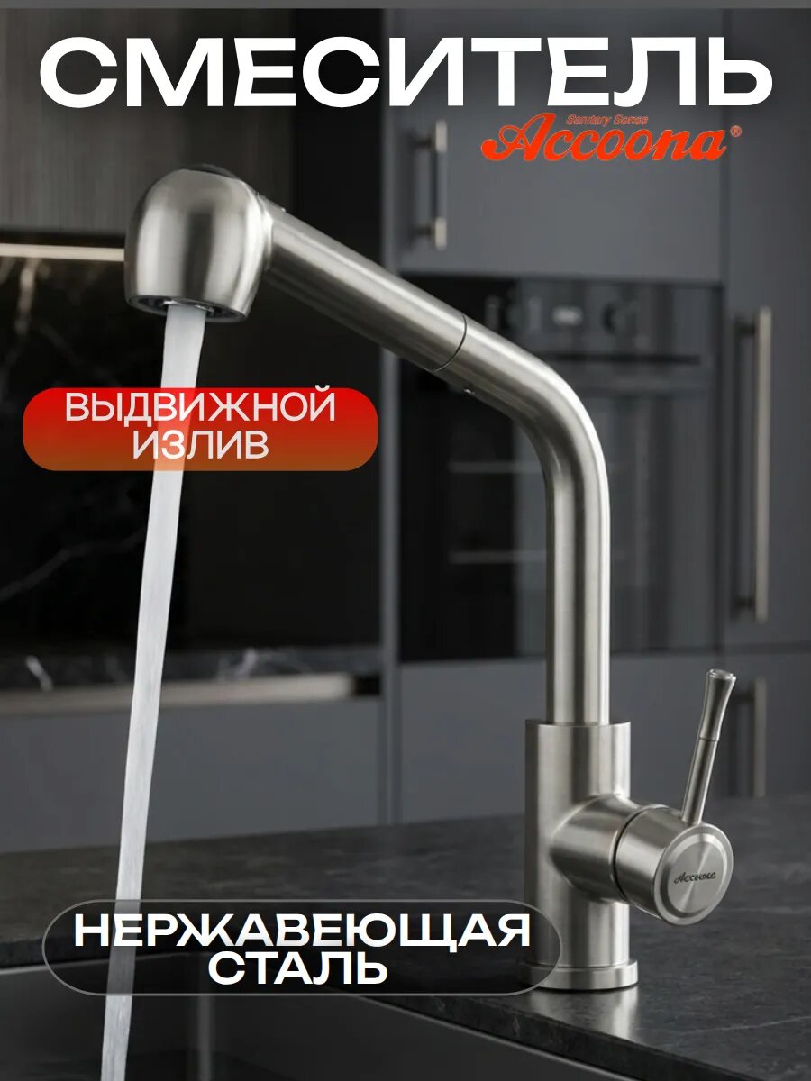Смеситель для кухни с выдвижным изливом Accoona
