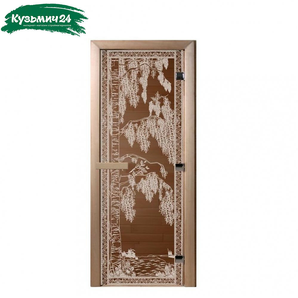 Дверь для бани Doorwood Березка Бронза 1900х700 мм, ольха, стекло 8 мм, 3 петли