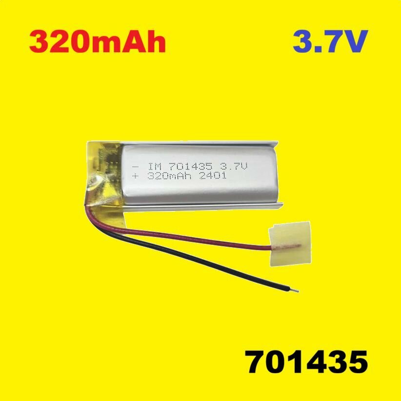 Аккумулятор 701435 320mAh 3.7V Li-Pol Battery батарея c голыми проводами, запчасти батарейка LI-PO для приборов, электроники N139