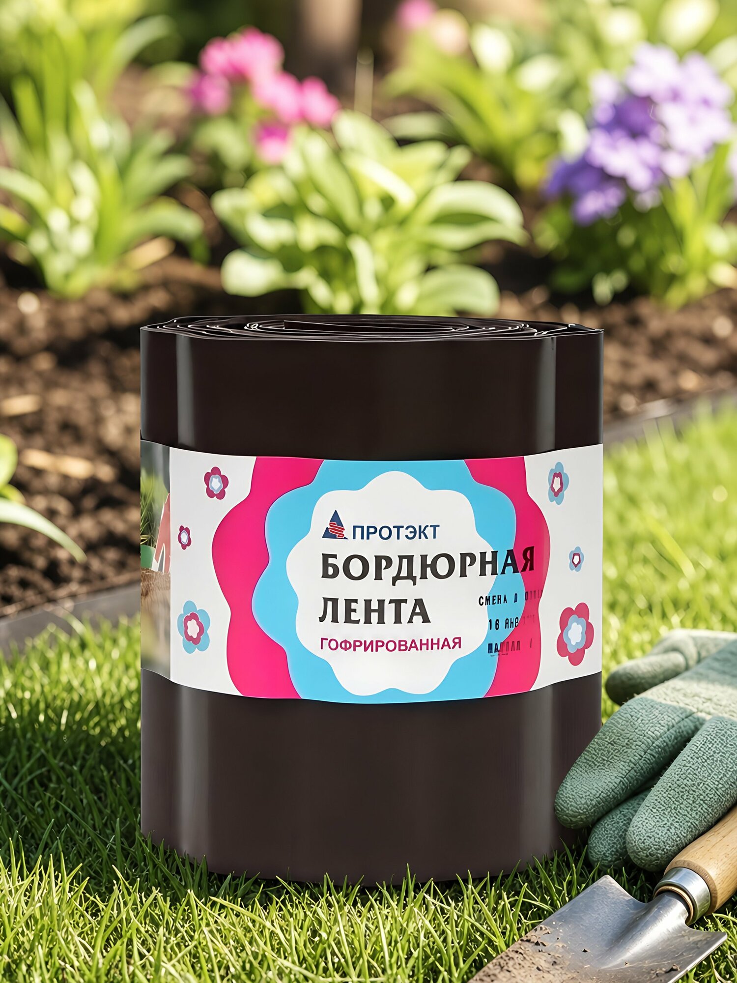 Лента бордюрная для газонов, пластмасса, 20х900 см, гофрированная, коричневая, Протэкт, Б-20/9