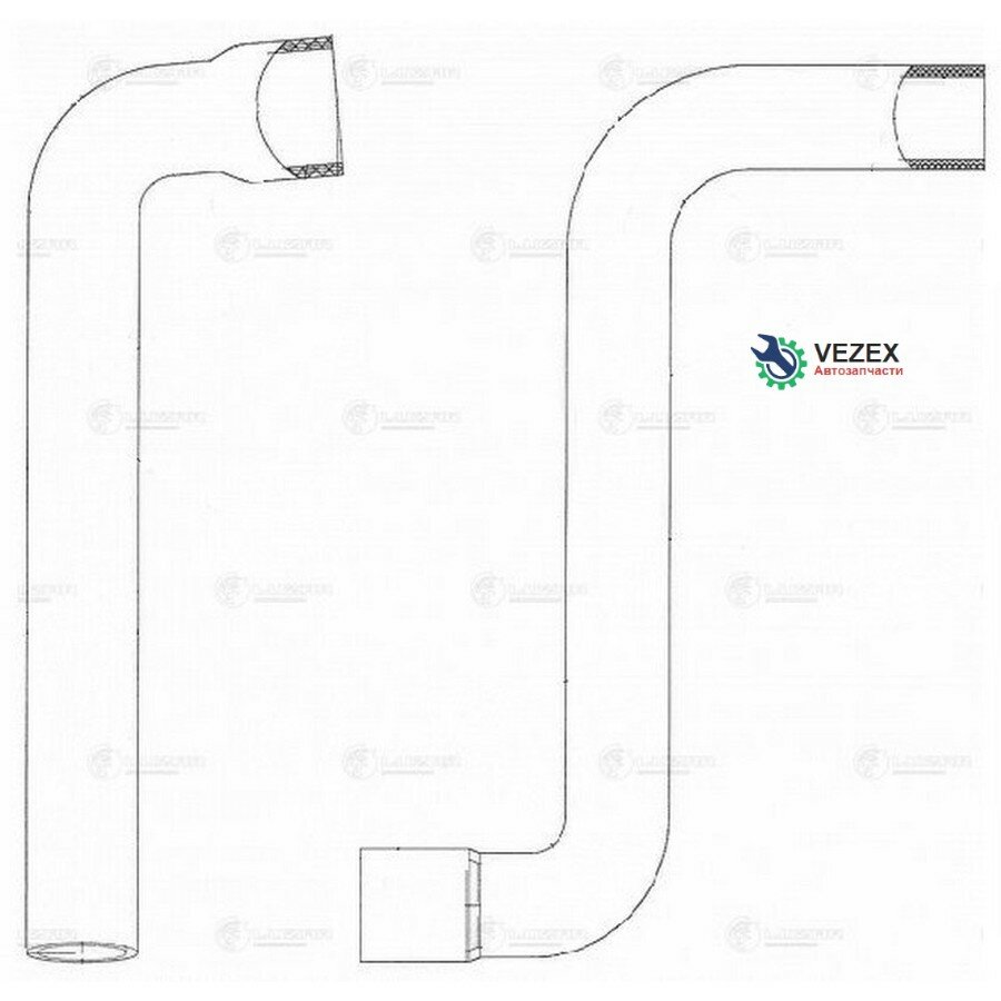 LUZAR LPK 0305S Кмпл патрубков охл. для а/м ГАЗон Next с дв. Cummins Е-4 (силикон 2 шт.) (LPK 0305s)