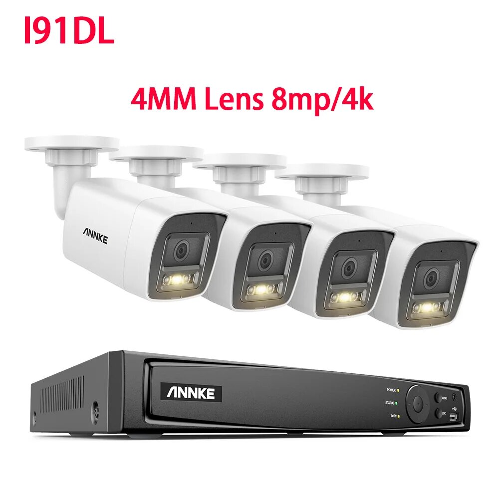 Система видеонаблюдения ANNKE 4K Ultra HD POE 8-канальный NVR с H.265+ и камерами безопасности 12MP набор CCTV с записью звука IP-камера 8MP