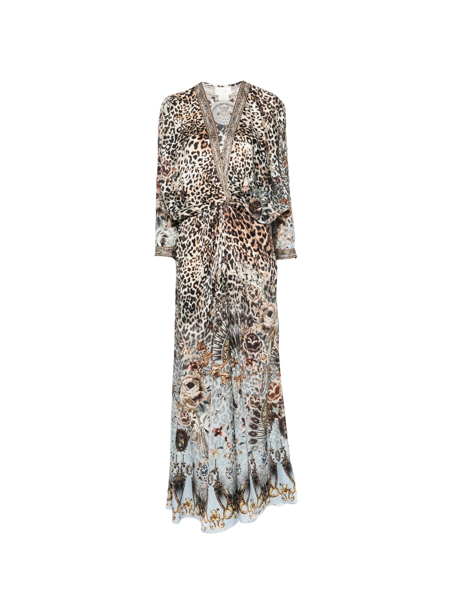 Платье Twist-front leopard-print V-neck silk maxi dress