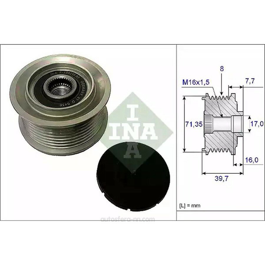 INA 535007810 Шкив генератора MERCEDES-BENZ ATEGO 98-04, AXOR 0
