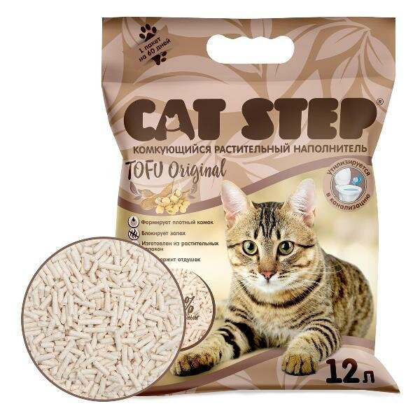 Наполнитель для лотков и клеток Cat step Tofu Original, 12 л