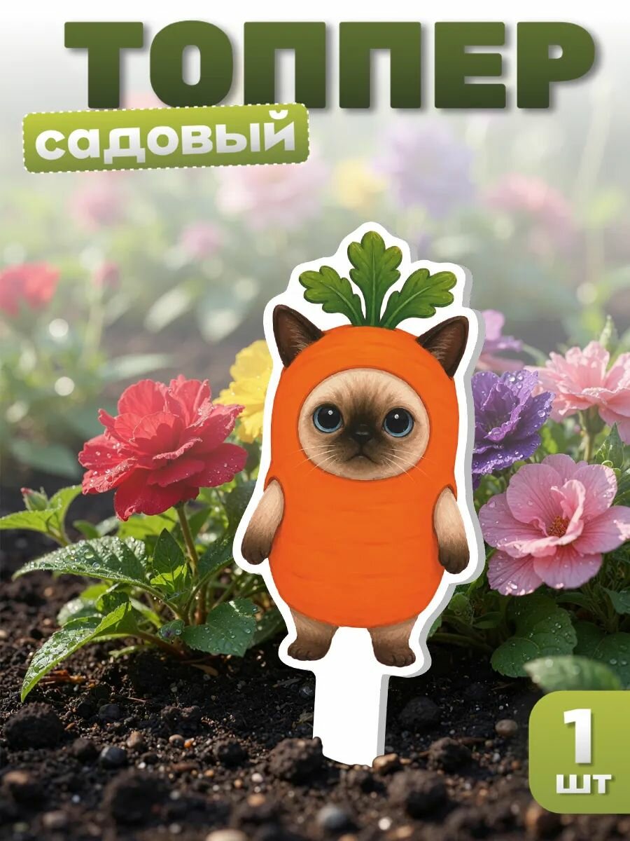 Садовые фигурки для дачи Кот в костюме морковки