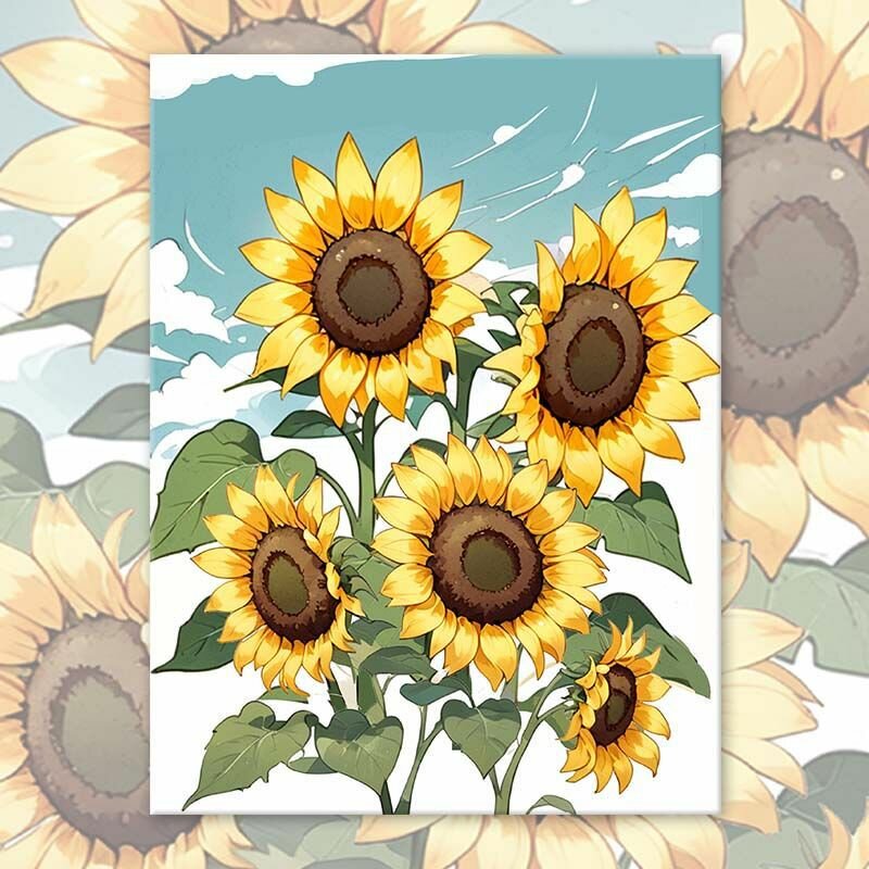 Холст с подсолнухом DIY, 60x75 см, готов к рисованию, декор гостиной