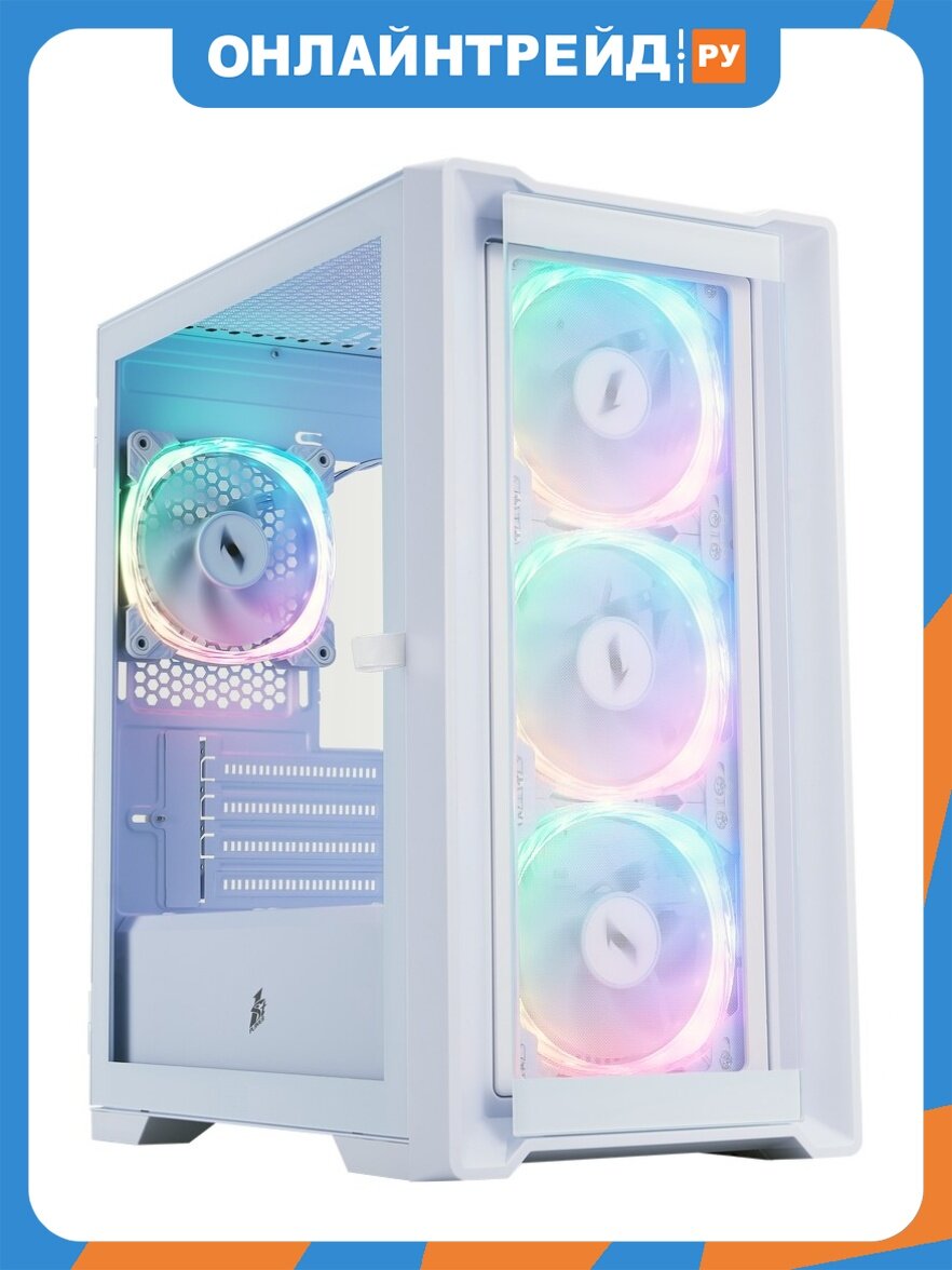 Корпус 1STPLAYER TRILOBITE T4-G GLASS ARGB, белый (T4-G-WH-4FS7-W)