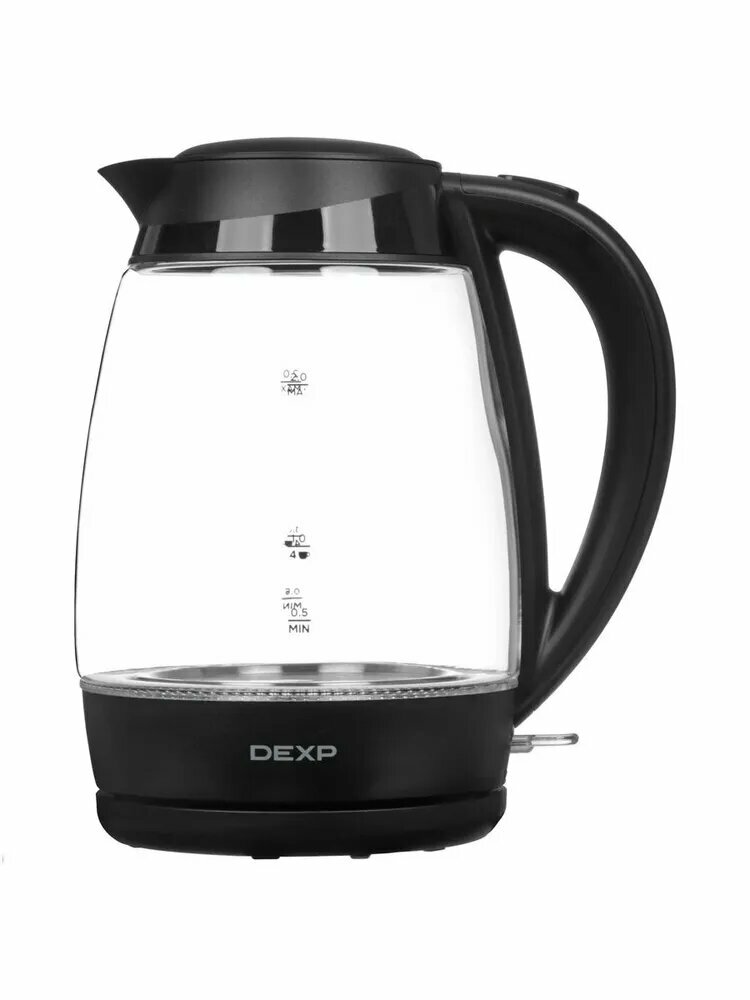 Электрочайник DEXP DK-0830 черный 2 л, 1900 Вт, фильтр, термостекло