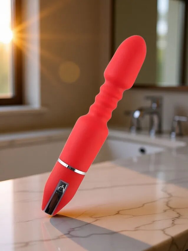 ToyFa Анальный вибратор из силикона Супермощный Black&Red с гнущимся стволом 28 см, D: 4 см, длина: 27 см, красный
