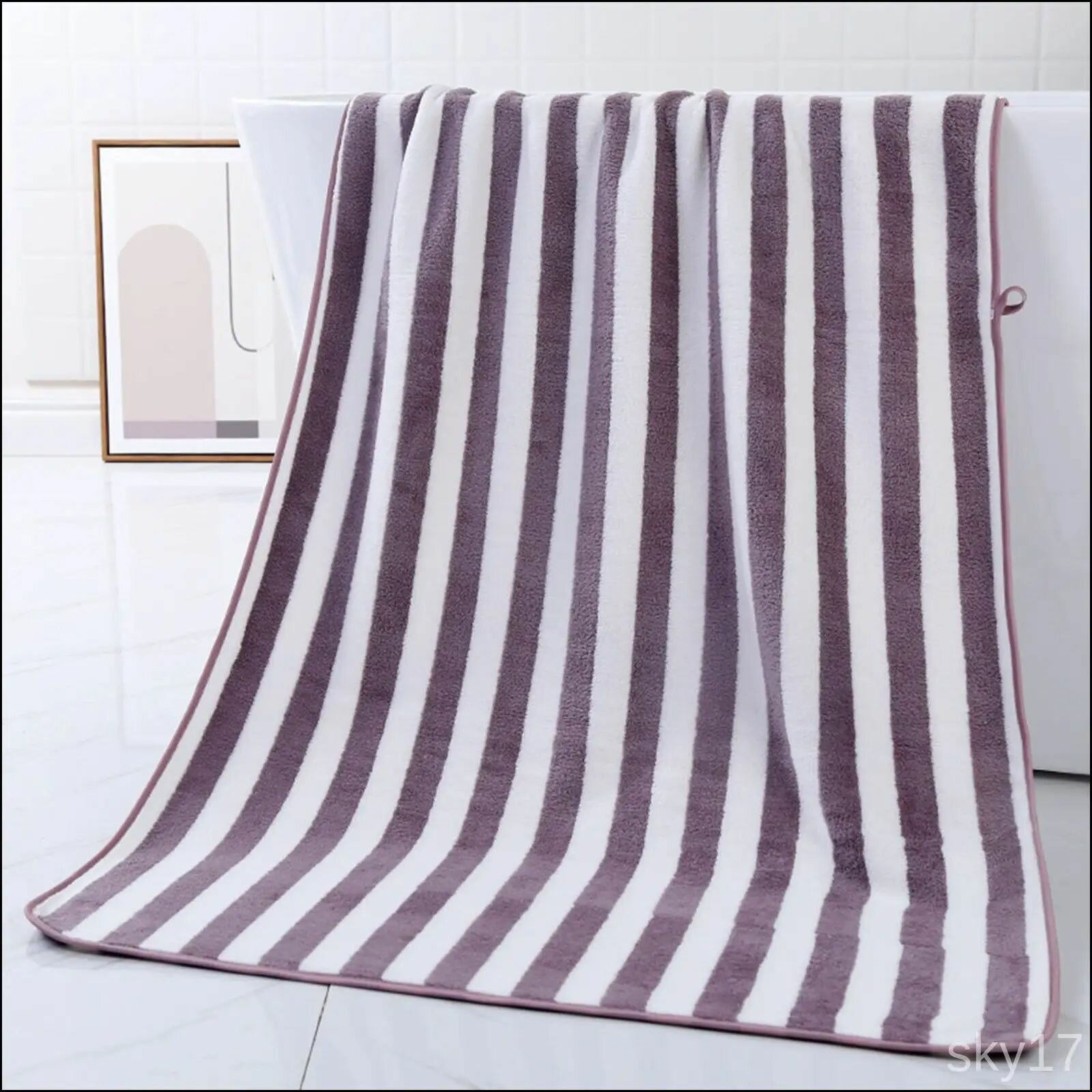 IKEA Полотенце для ванной slanhostmal, Хлопок, 70x140 см, бежевый, черный, 1 шт.