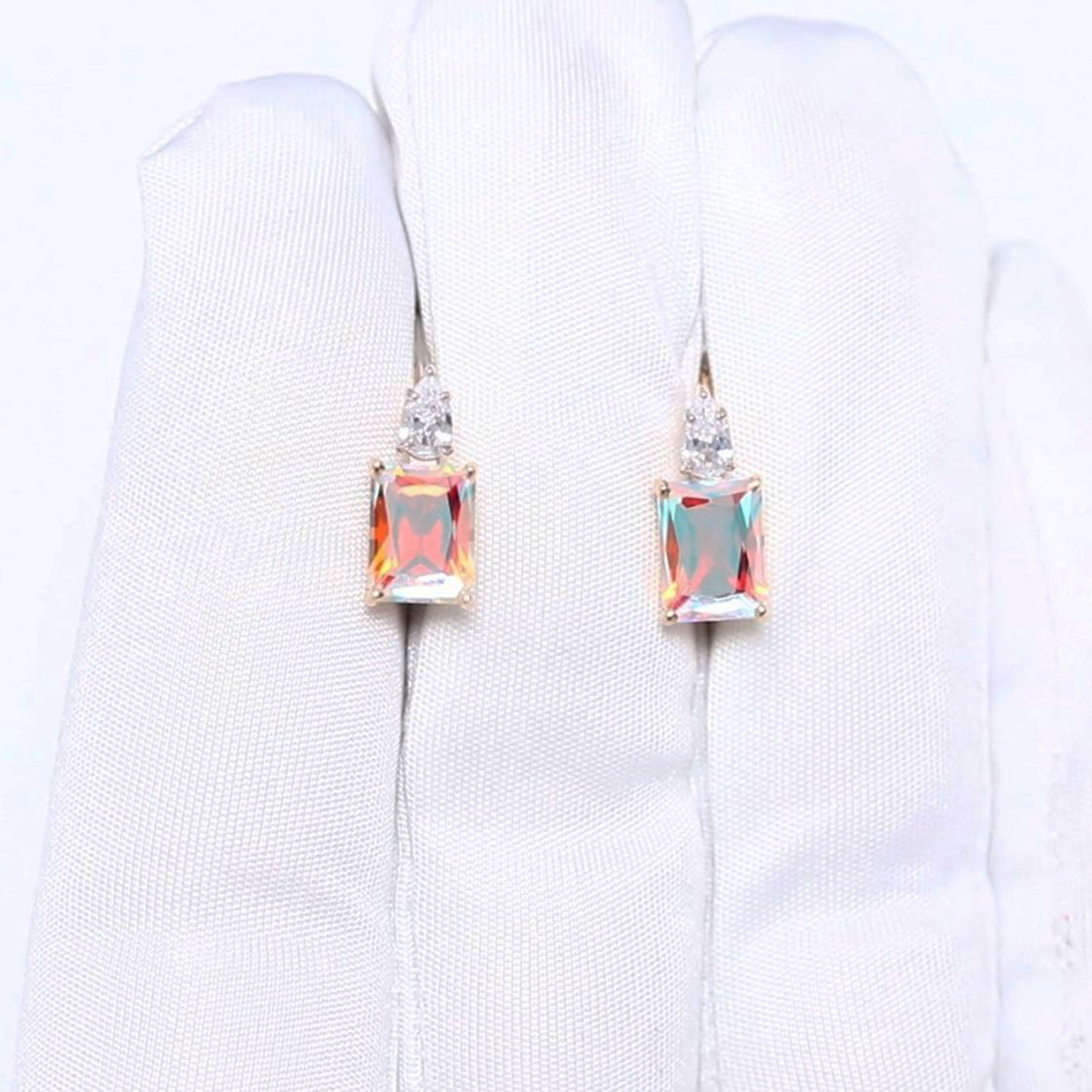 Серьги Diamant online, красное золото, 585 проба, кварц, фианит