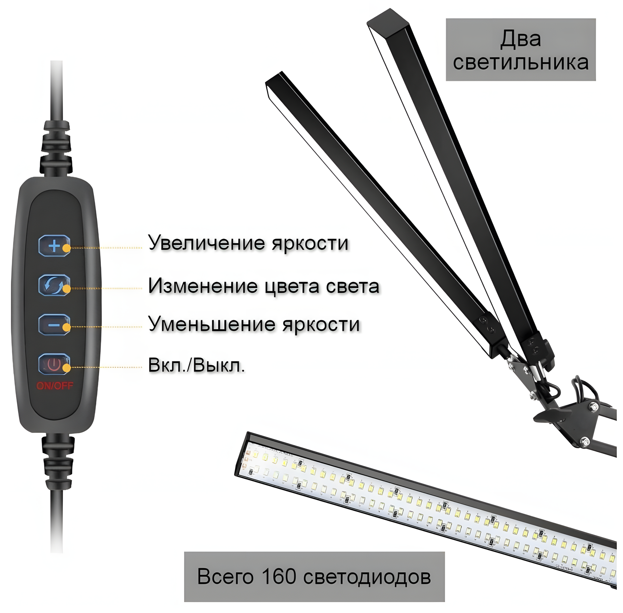 Мощная настольная светодиодная лампа SoulArt SA02 для художников, 160LED, 24W