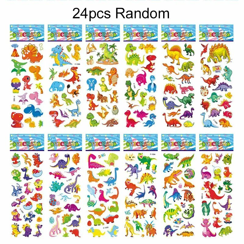Многоцветные 3D-наклейки с динозаврами 24pcs