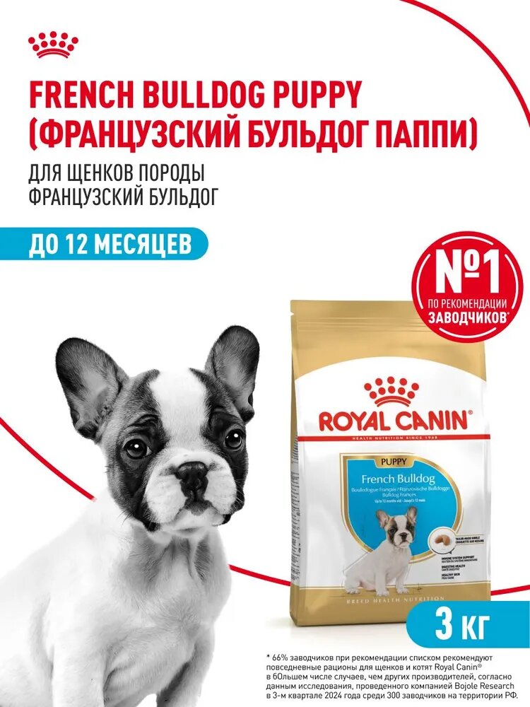 Сухой корм для щенков Royal Canin Puppy для породы французский бульдог, 3 кг