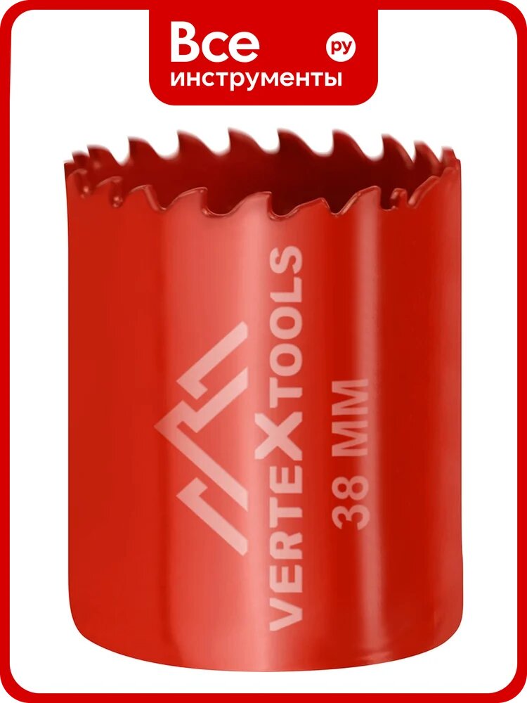 Коронка биметаллическая vertextools 2525-38, сталь M42, для металла и пластика, соединение 5/8 дюйма