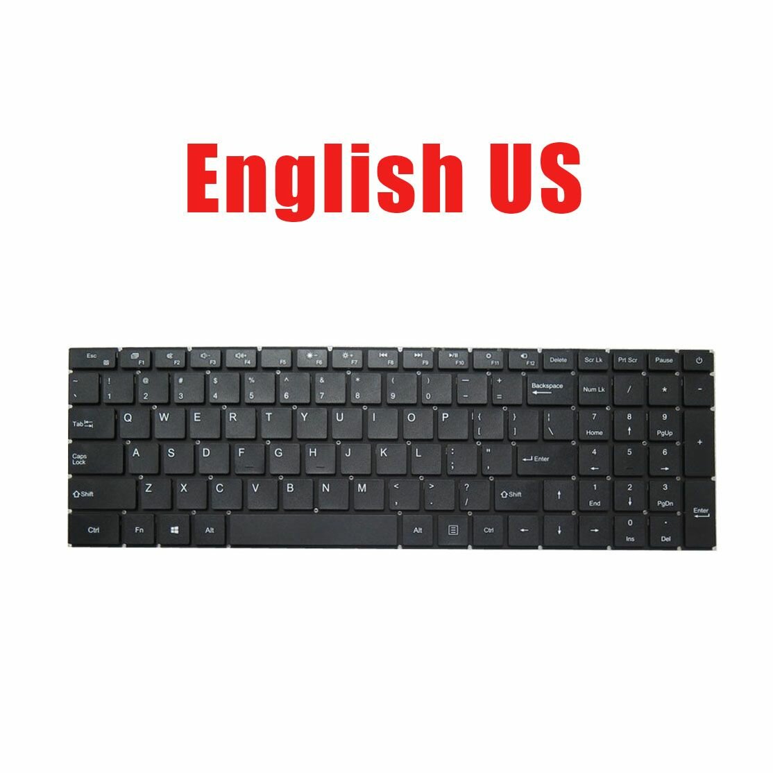 Клавиатура Клавиатура для ноутбука (раскладка AZERTY) RB-1550, английская (США), чёрная, новая, Английская раскладка, черный