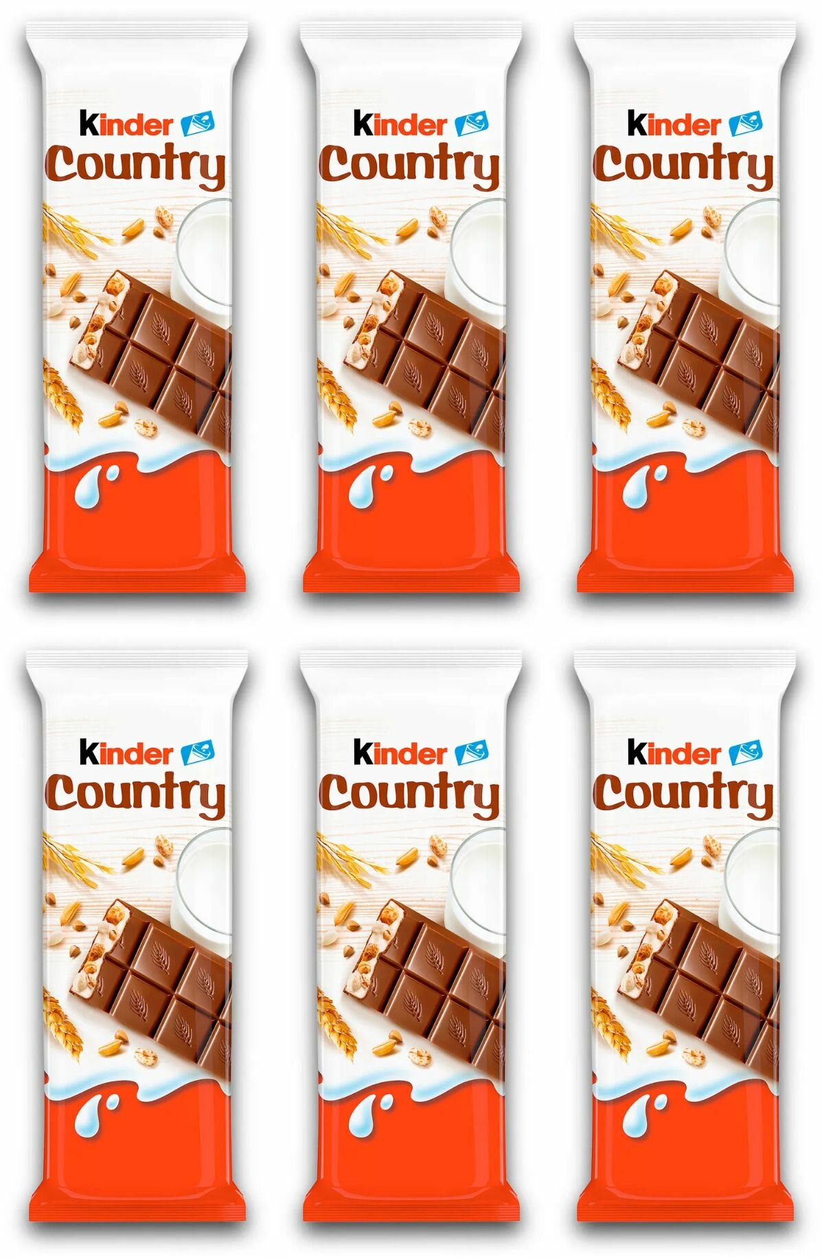 Kinder Шоколадный батончик Кантри со злак, 24 г, 6 шт
