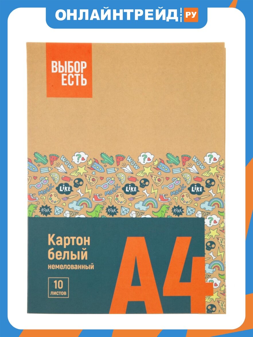 Картон белый Выбор Есть 10л А4 немелован папка
