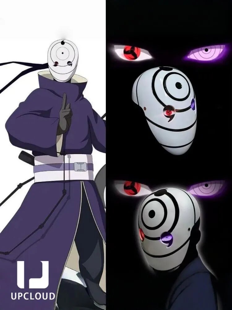 Маска Naruto Учиха Обито UPCLOUD с светящимися глазами, ABS пластик