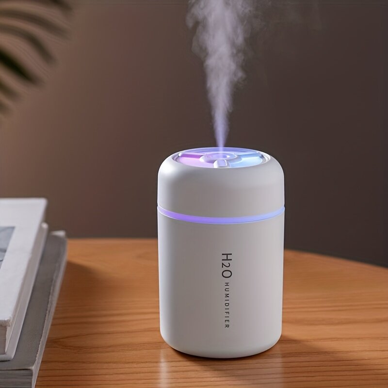 Увлажнитель воздуха с ароматерапией и разноцветной подсветкой, USB, 10.14 унций/ч, площадь 10–20 кв. м, кнопочное управление, долив воды через крышку, белый