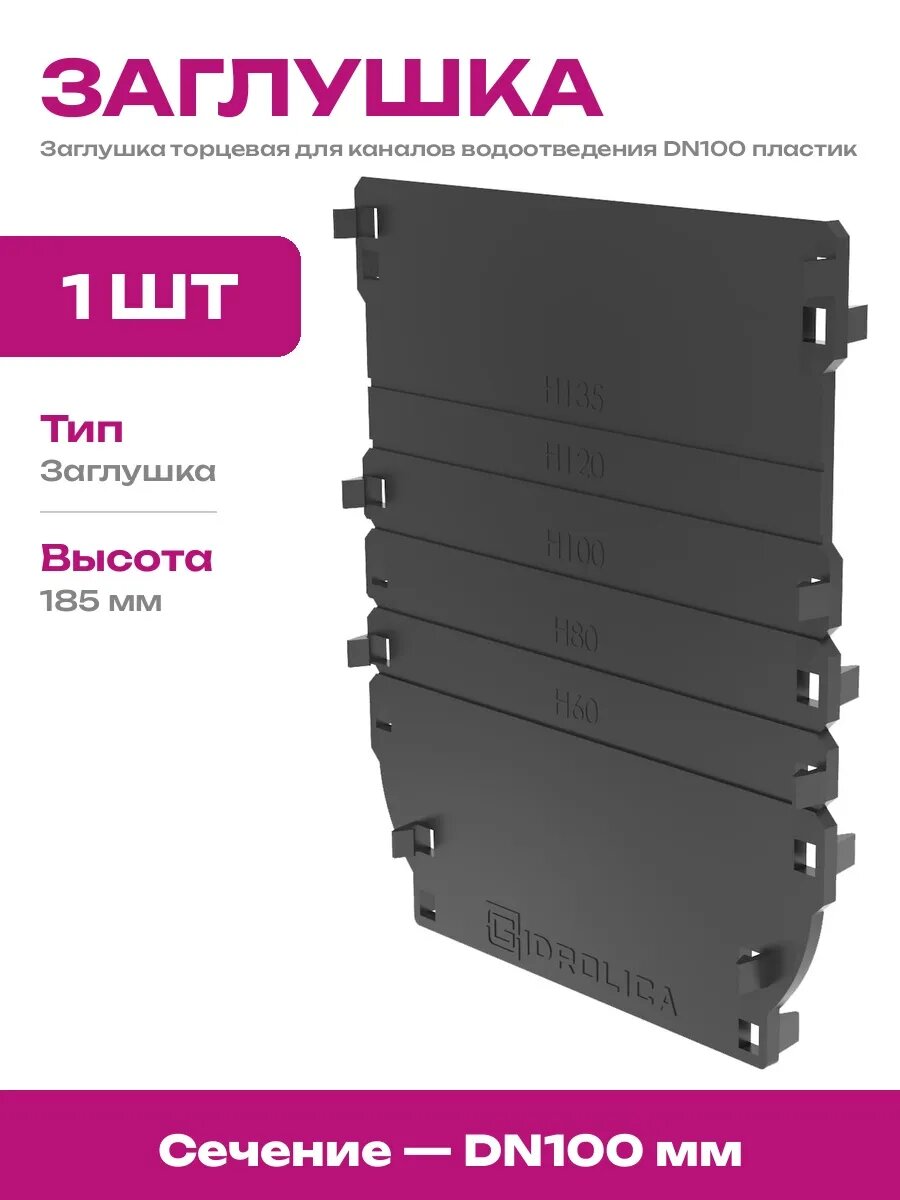 Заглушка для ливневых лотков пластиковая универсальная 100