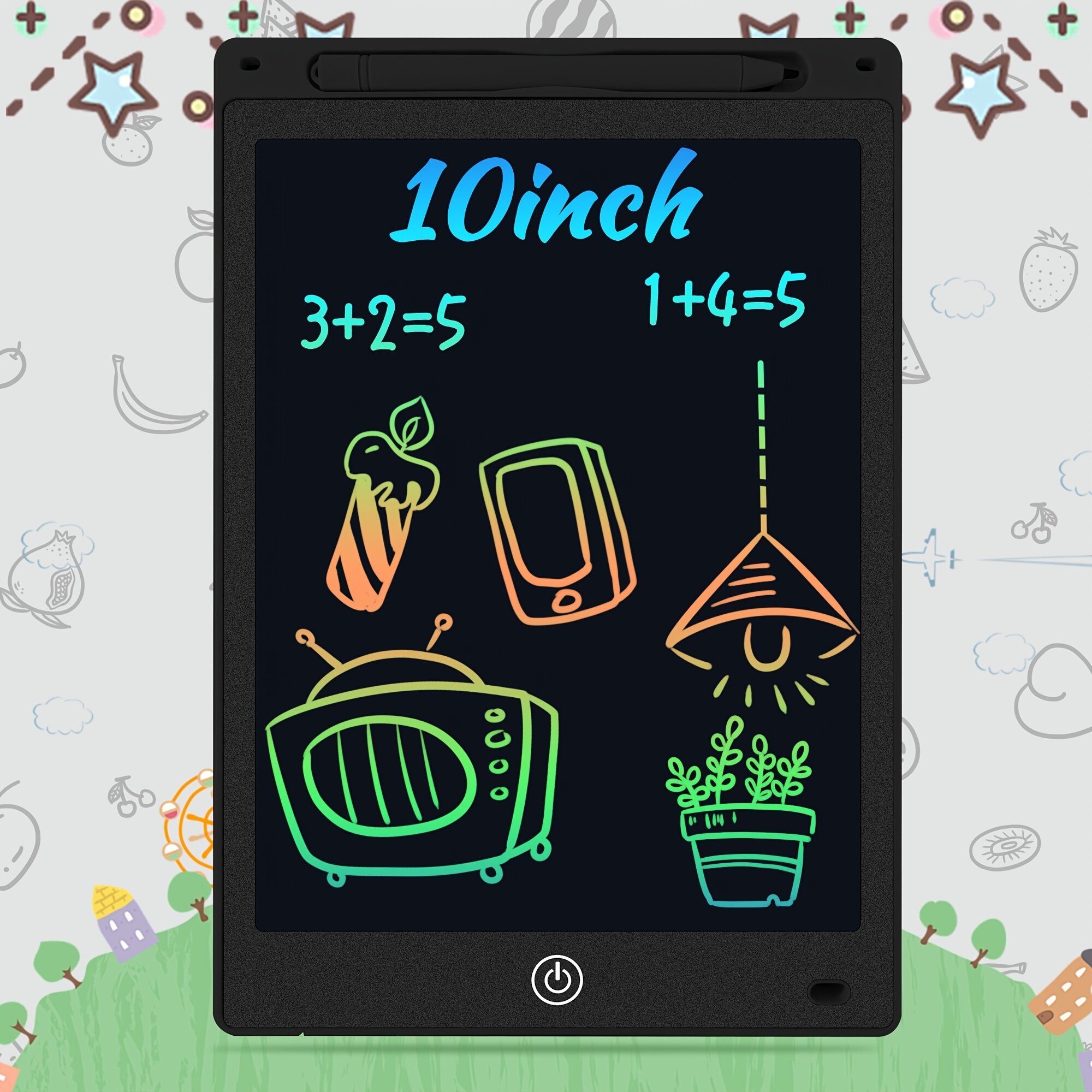 Детская LCD-доска для рисования с цветными линиями, 10 дюймов (25,4 см), многоразовая электронная рисовальная доска, стираемый экран, для мальчиков и девочек от 3 лет, развивающая игрушка