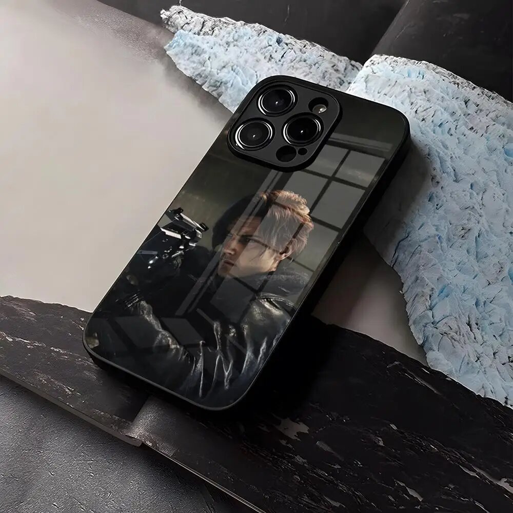 Чехол для телефона Leon Kennedy из закаленного стекла для iPhone 16 17 13 14 12 15 Black2, iPhone 16