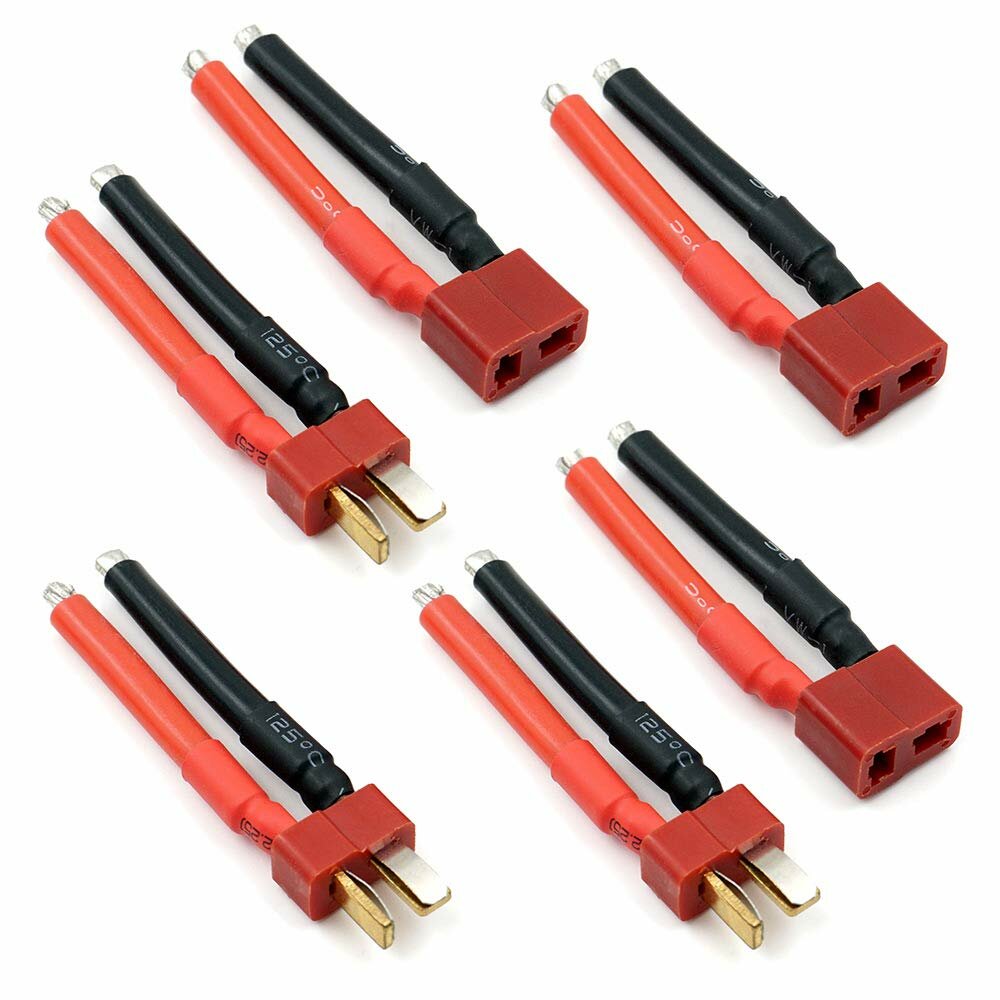 Разъемы типа T (штекер и гнездо) с силиконовым проводом 12 AWG, 3 пары, для подключения LiPo аккумуляторов к дронам и радиоуправляемым моделям