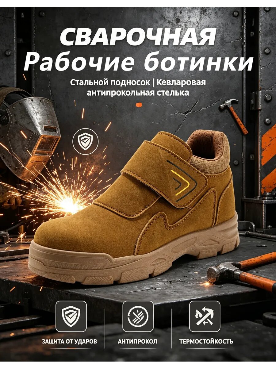 Рабочие ботинки сварщика с защитным подноском сиз