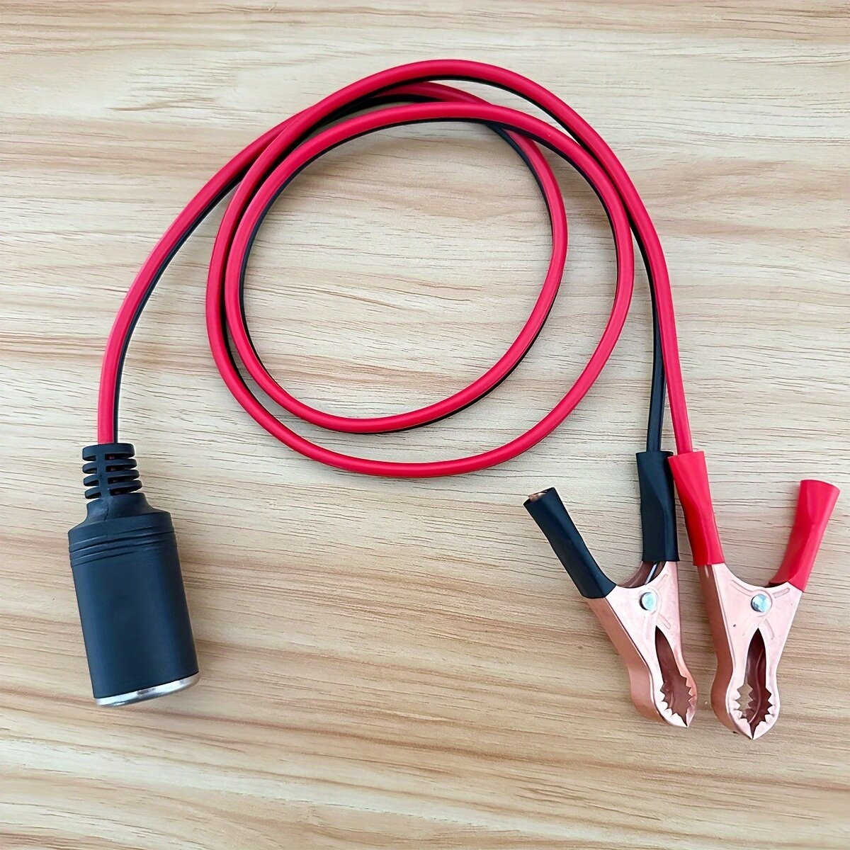 Кабель-адаптер для автомобильного аккумулятора 12В 50А 16AWG, 39.37 дюйма, с клеммами-крокодилами и гнездом прикуривателя, Fish Clip Lighter