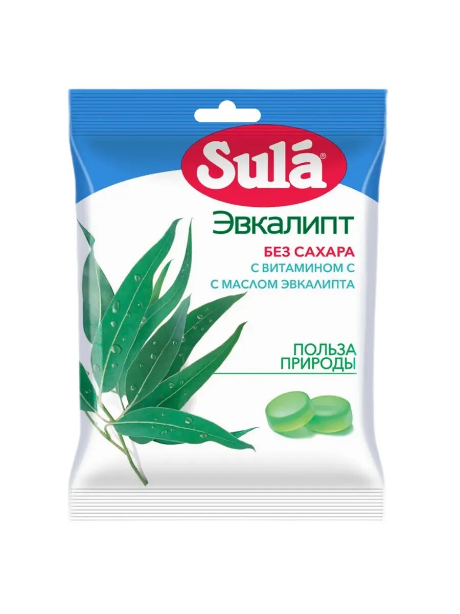 SULA Леденцы без сахара, эвкалипт, 60 г, 1 шт