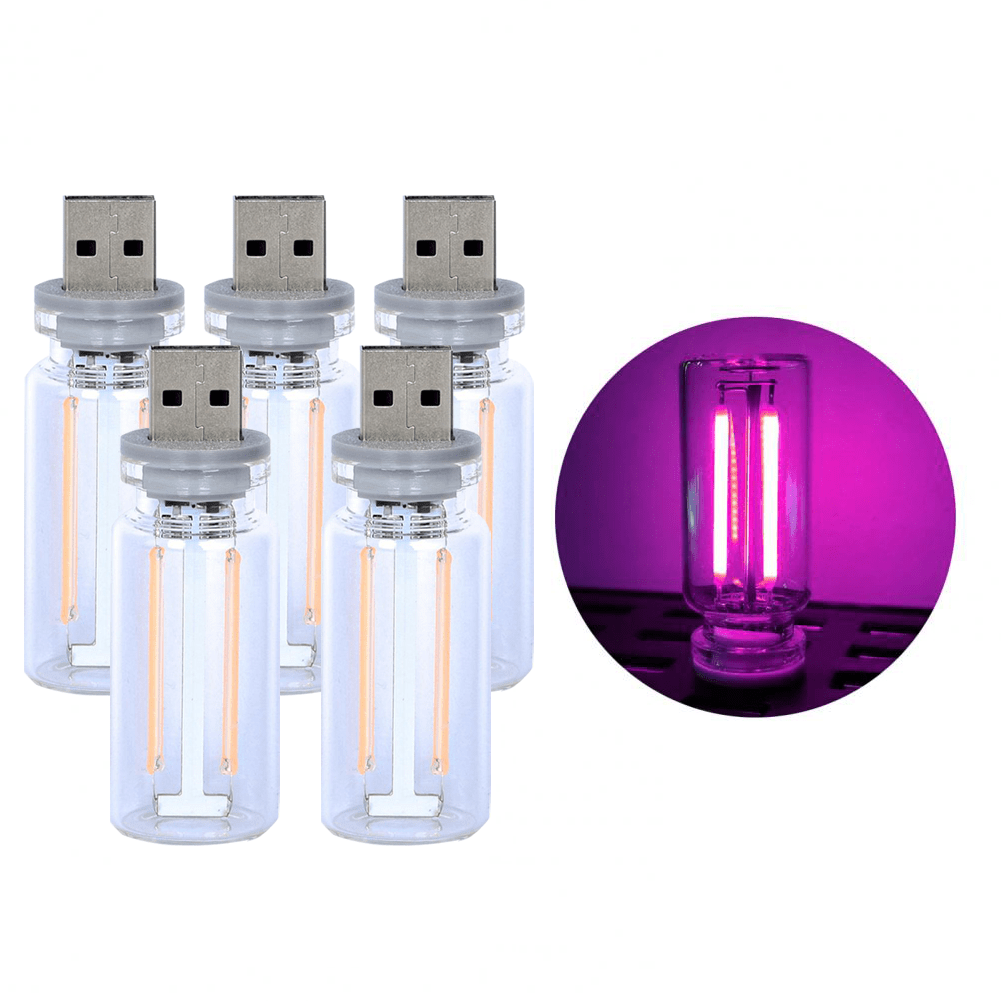 7-цветный RGB мини LED светильник для автомобиля, атмосферная подсветка для салона, ноутбука и клавиатуры, USB, фиолетовый, 5 штук