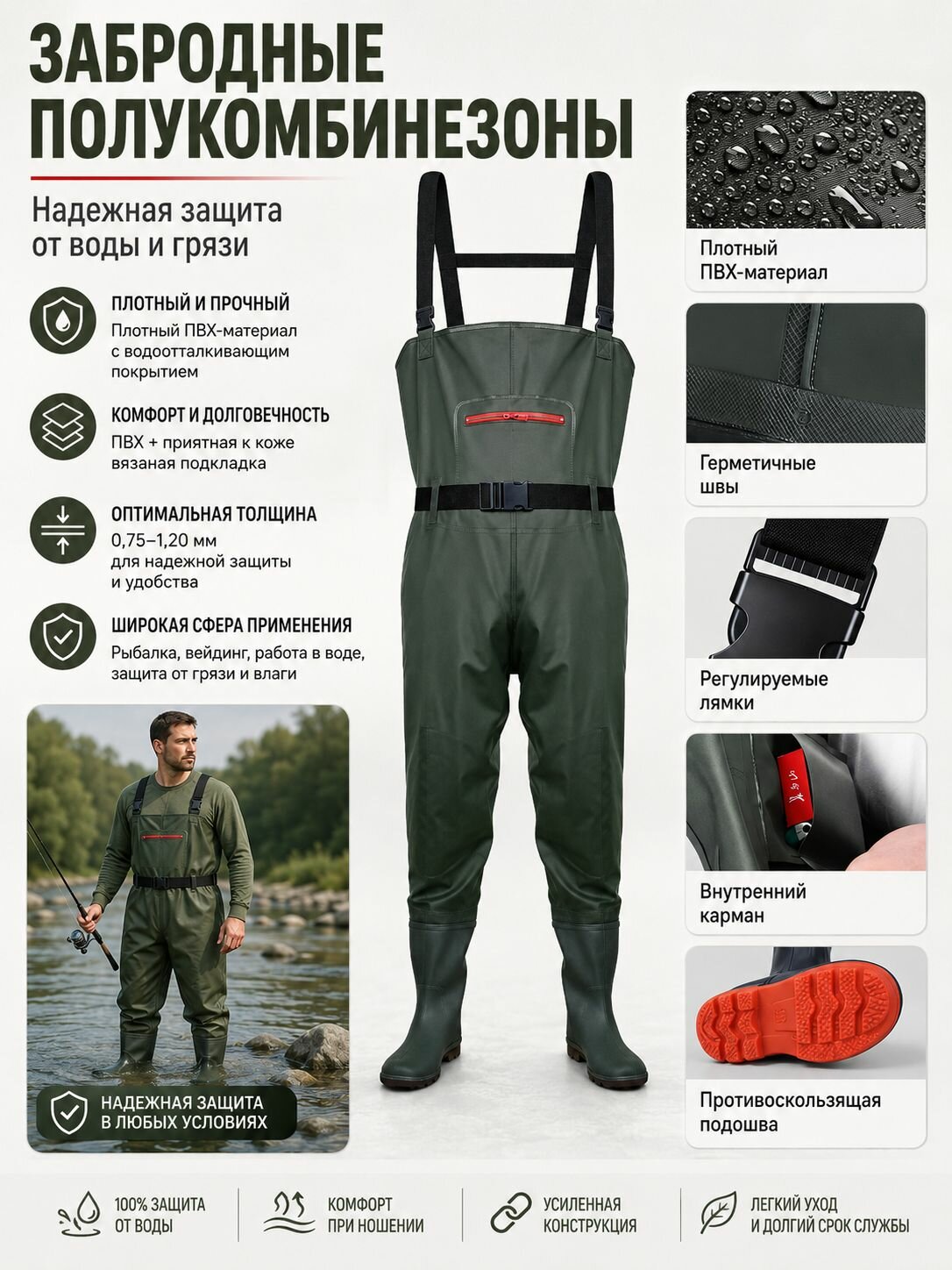 Вейдерсы для похода, охоты и рыбалки походные охотничьи рыболовные