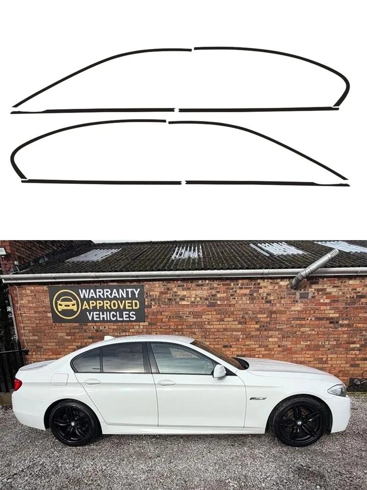 Наклейка для удаления хрома на оконную окантовку BMW 5 Series F10 2011-2017, глянцевый черный, внешний декор