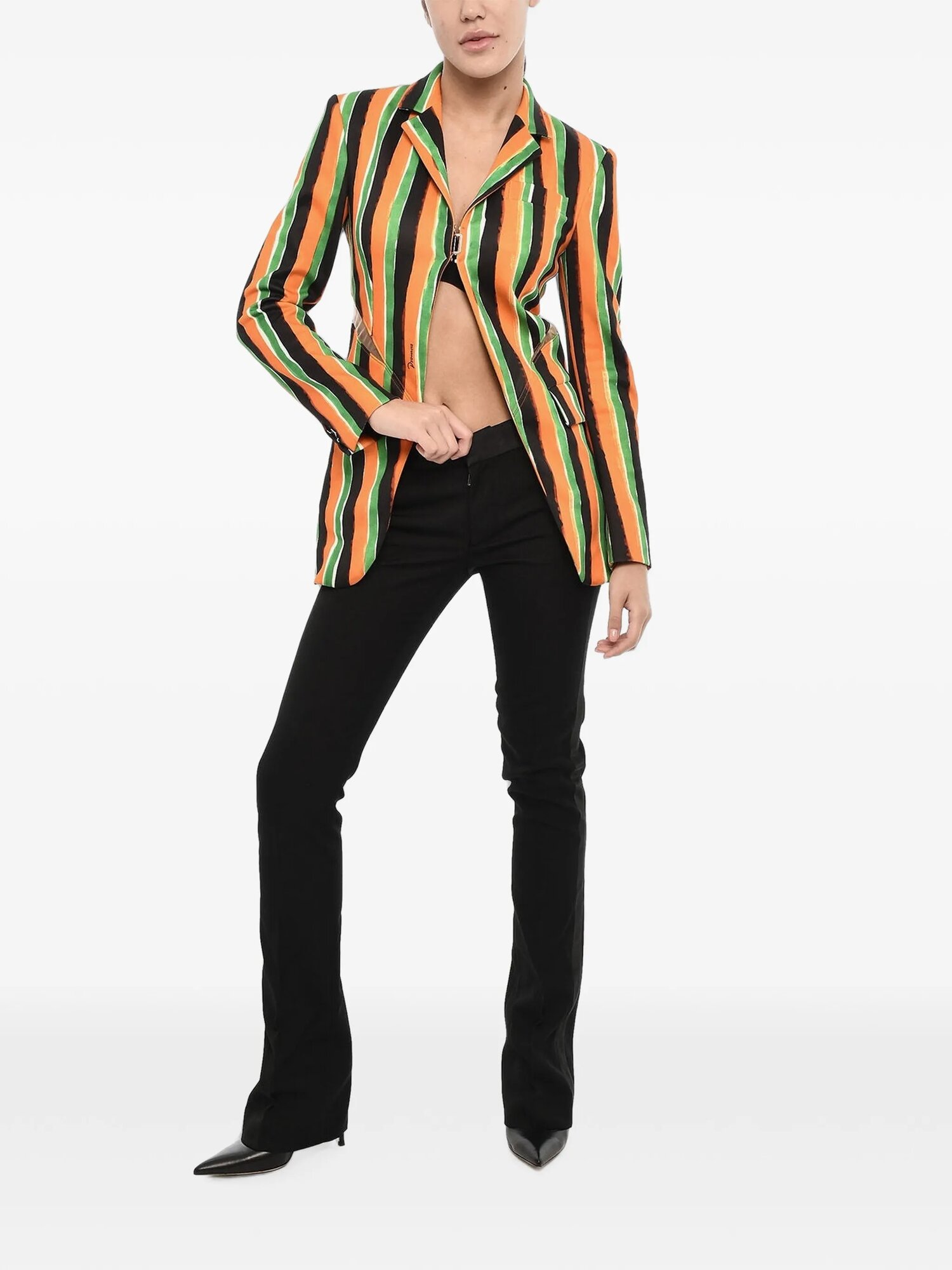 Пиджак DSQUARED2 Striped cut-out blazer, размер 38, оранжевый — фото 1