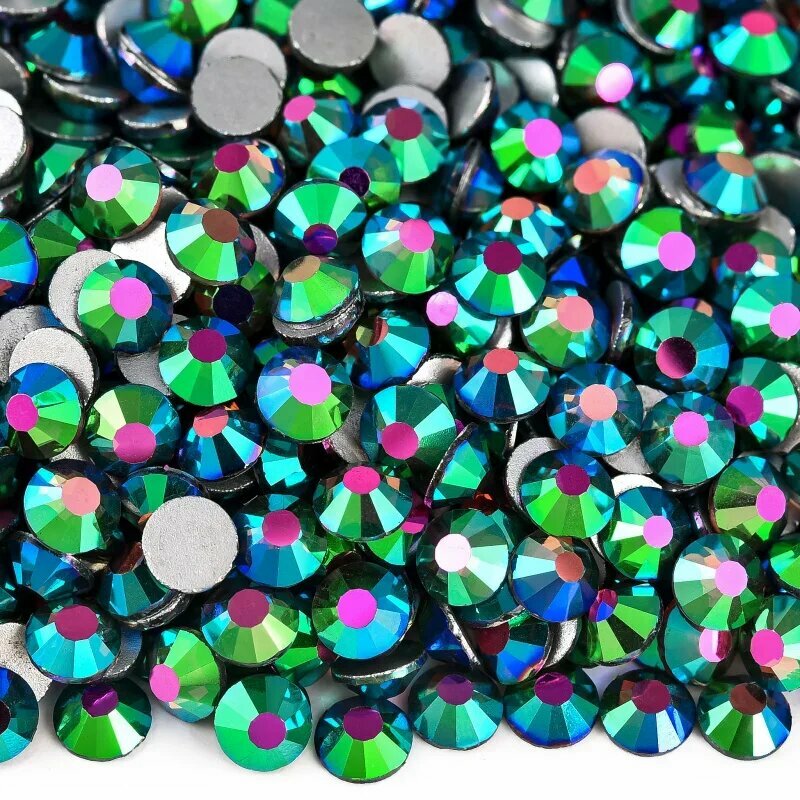 Oleeya хрустальные стеклянные стразы SS6-SS30 зелёного цвета SS20 4.8mm 1440pcs, Peacock Green