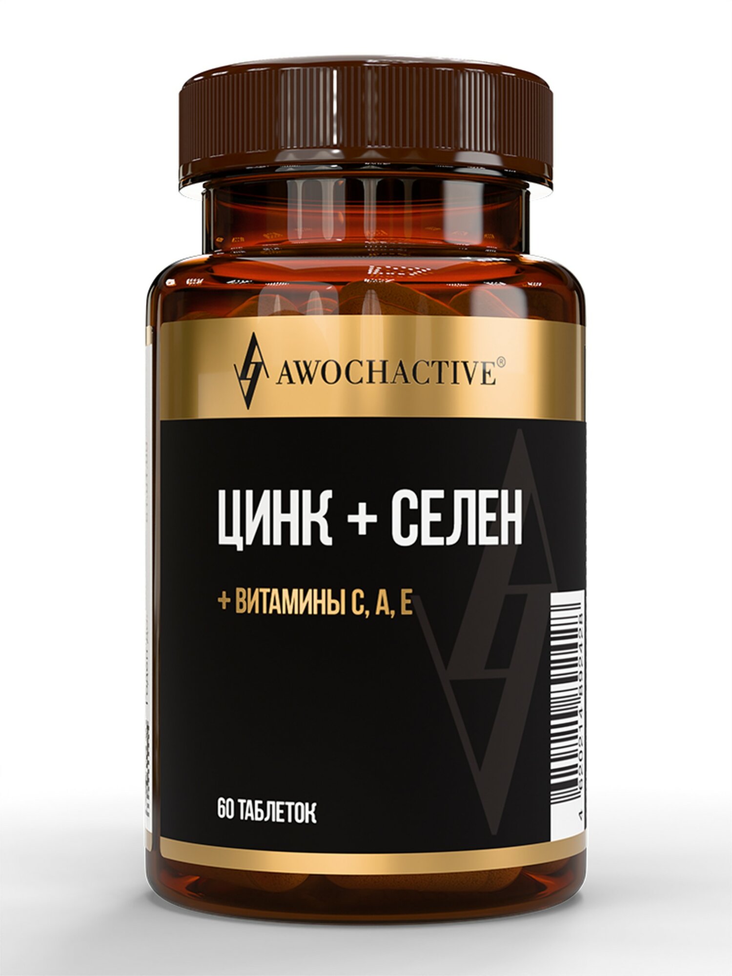 AWOCHACTIVE селен+цинк+витамины С А Е N60 табл П/О ПО 550МГ — Таблетки массой 550 мг - 60 штук в полимерной банке.